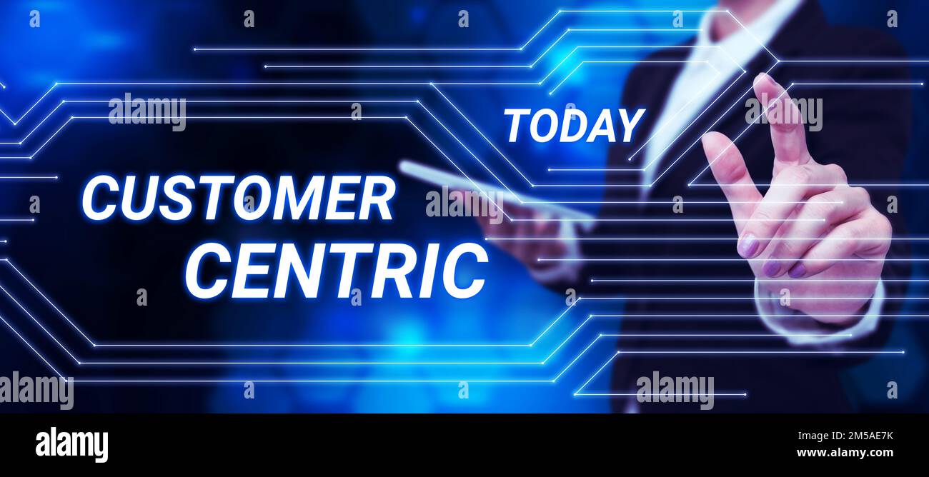 Sign displaying Customer Centric. Business idea process of looking ... Sign displaying Customer Centric. Business idea process of looking ...
