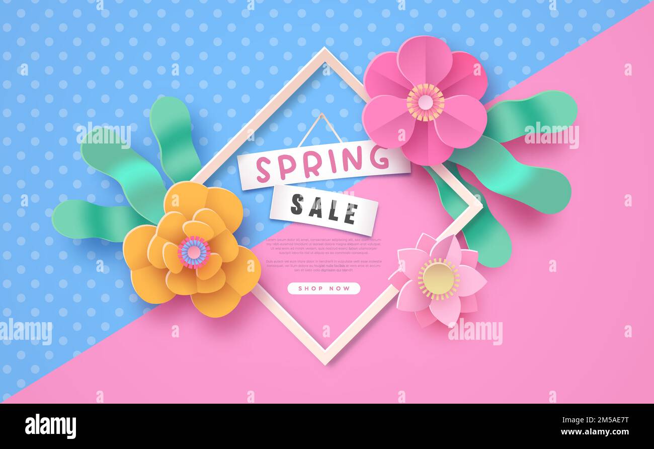 Spring season sale template illustration. Special discount promotion ...