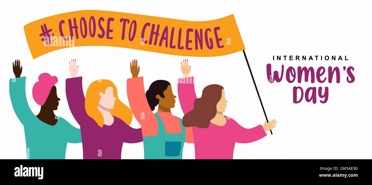 International Women's Day web banner illustration. Choose to challenge ...