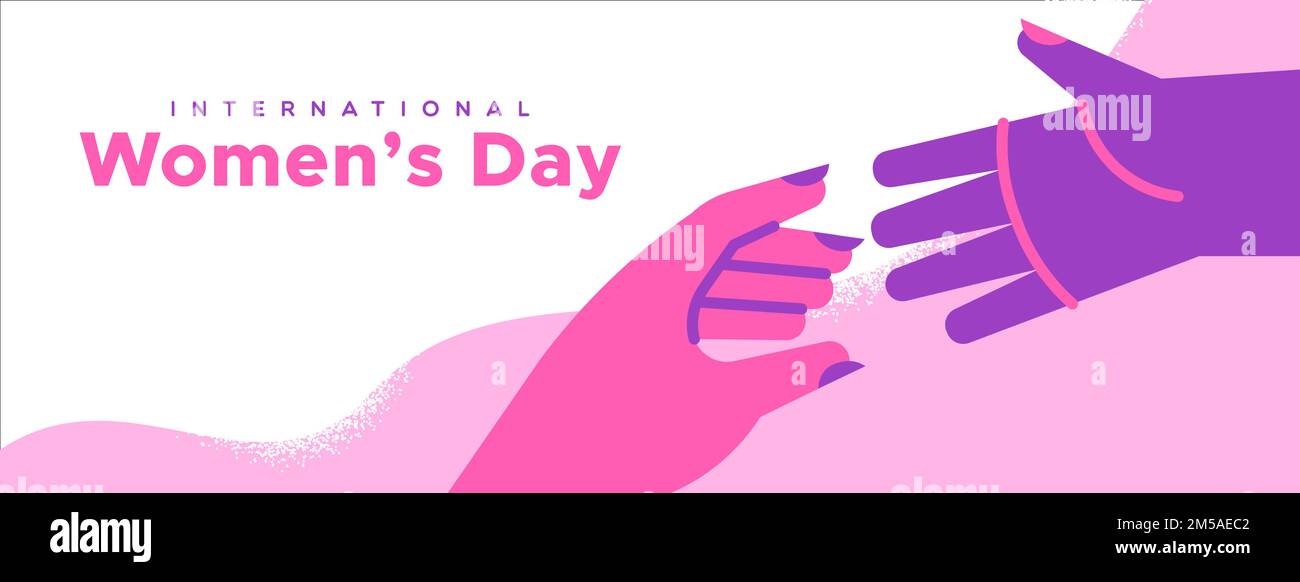 International Women's Day web banner illustration of woman hands ...