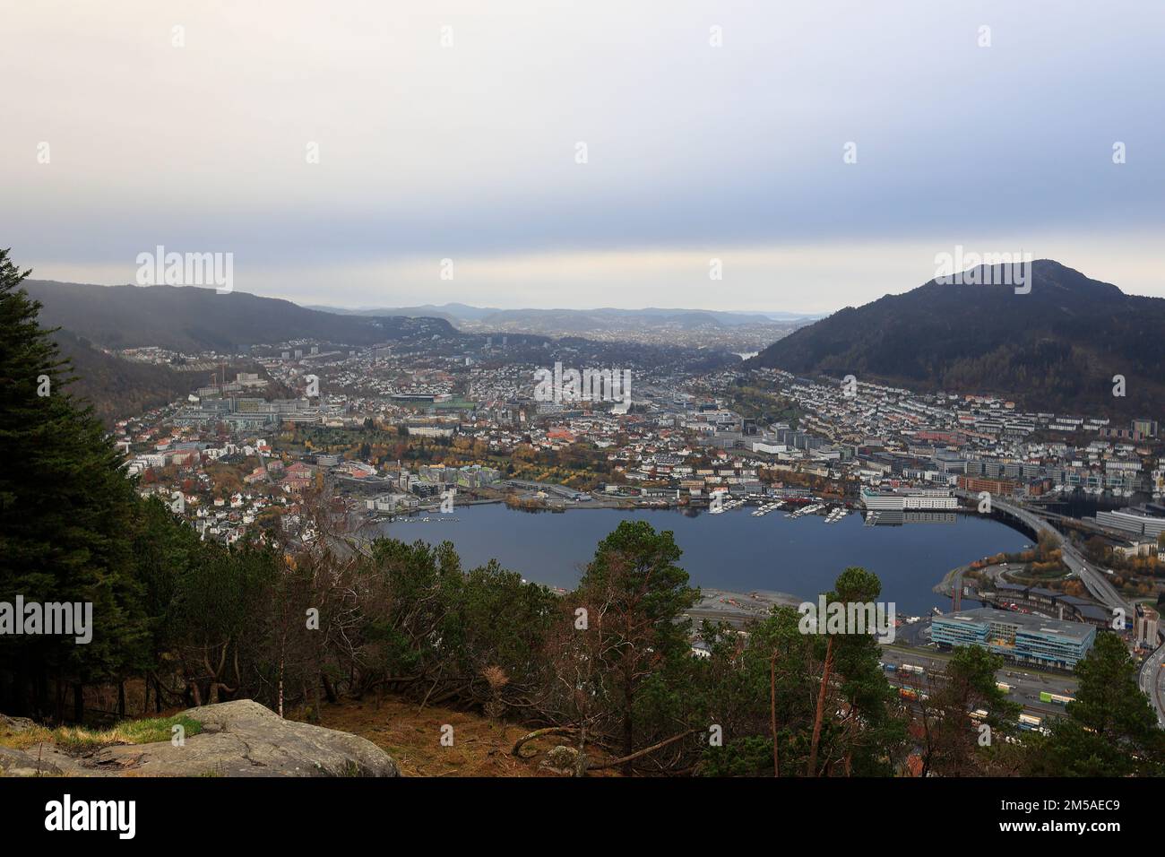 Top view of the city of Bergen in Norway Stock Photo - Alamy