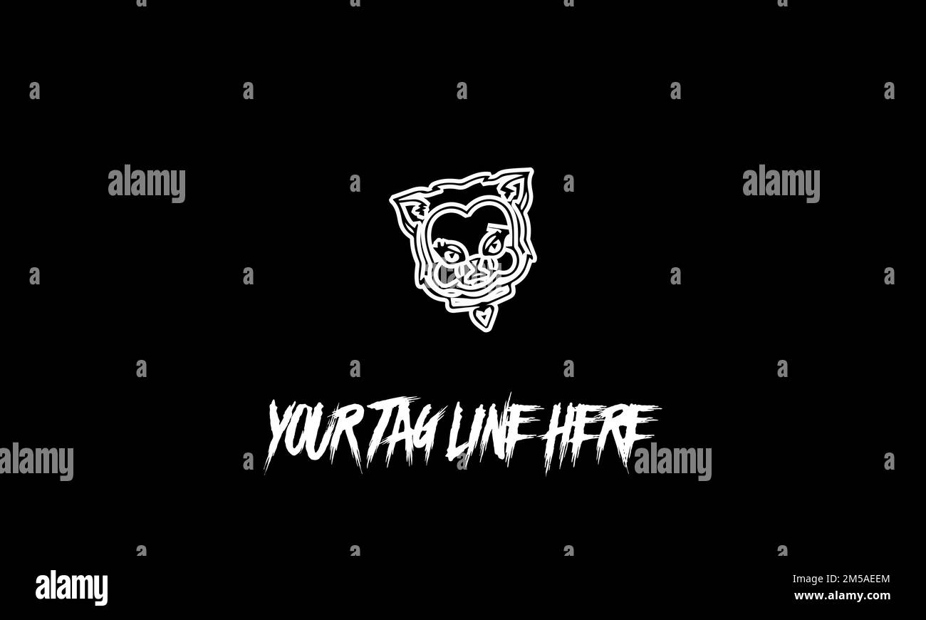 A fox mask icon with a tagline isolated on a black background Stock ...