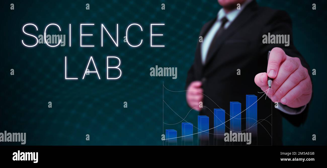 Sign displaying Science Lab. Word for special facility where ...