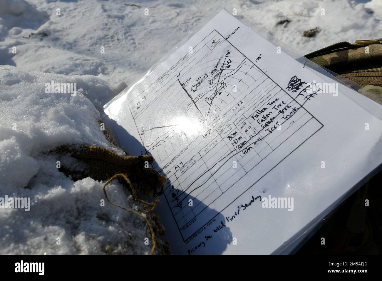 A standard range card in the snow at Camp James A. Garfield Joint ...