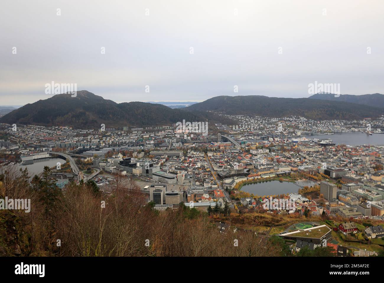 Top view of the city of Bergen in Norway Stock Photo - Alamy
