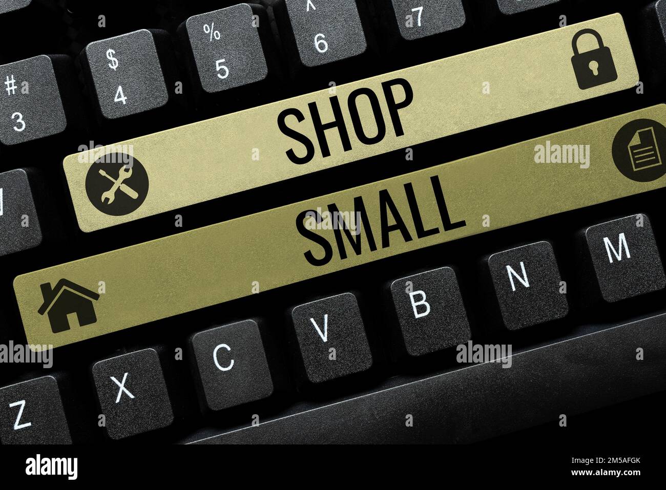 Hand writing sign Shop Small. Word for nationwide movement that ...