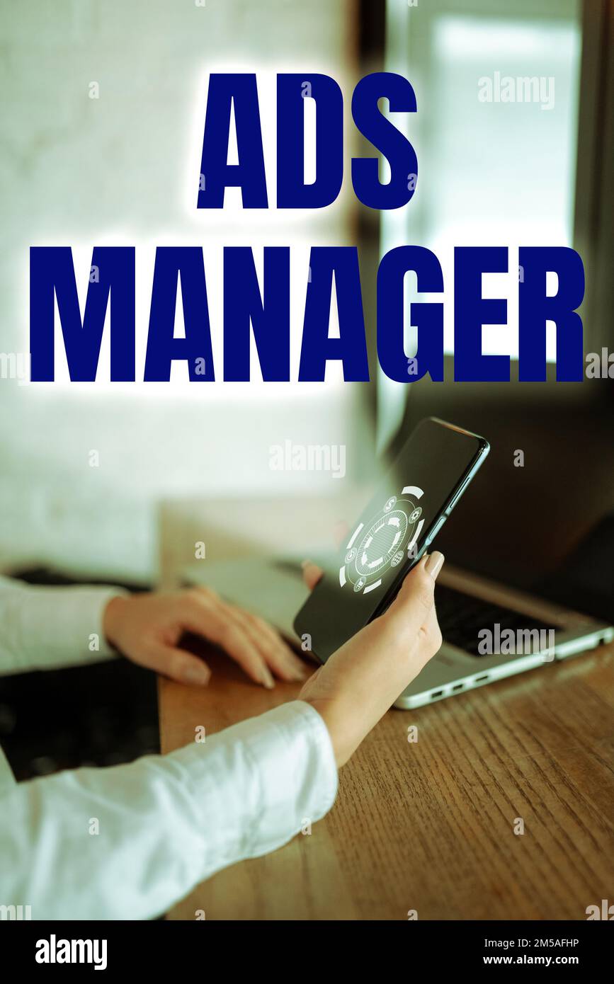 Conceptual display Ads Manager. Word Written on oversee and control the ...
