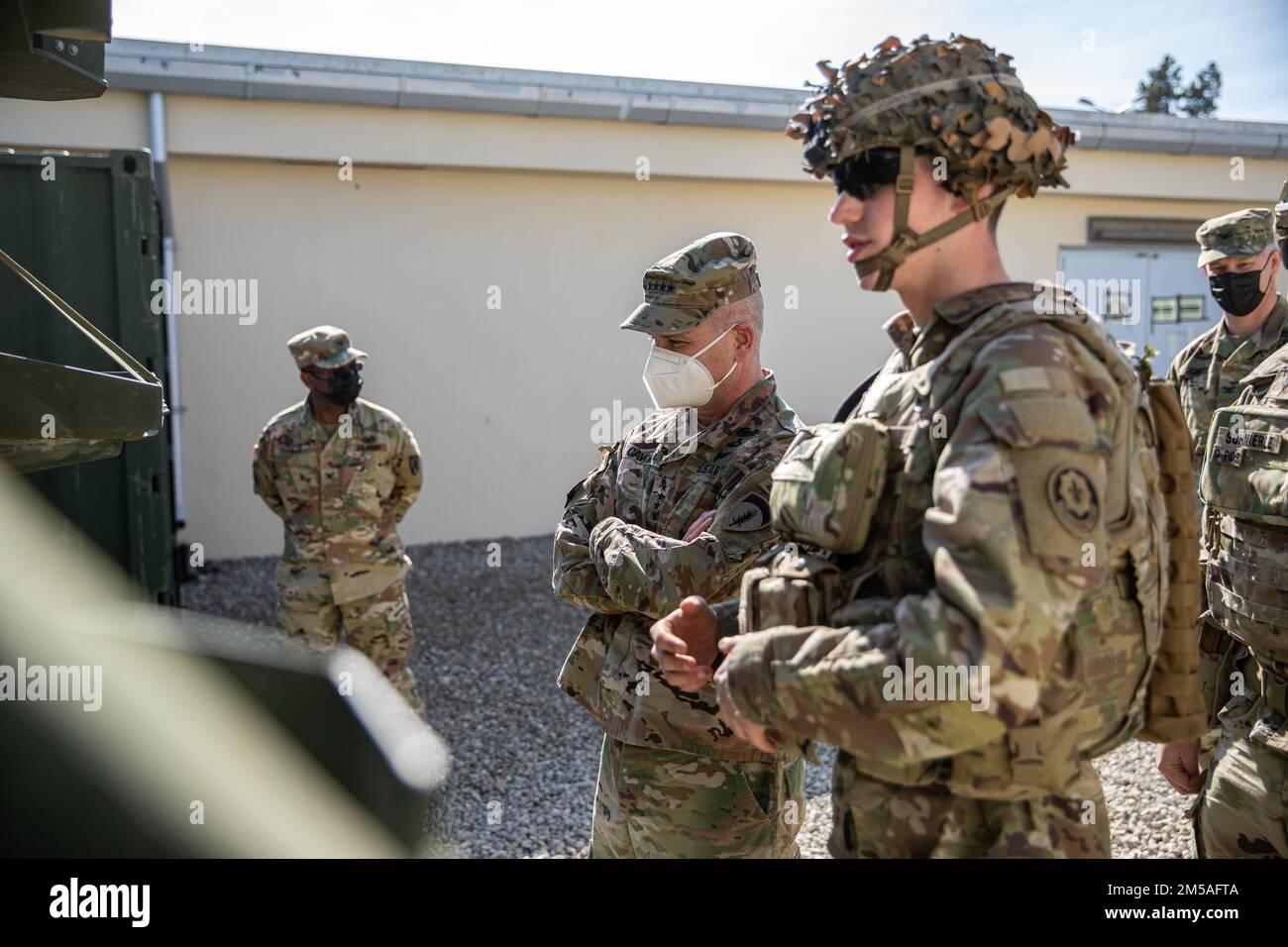 U.S. Army Pfc. Justin Johnson, with 2nd Cavalry Regiment, briefs Gen ...