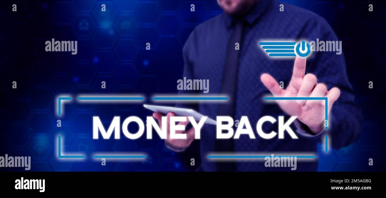 Text caption presenting Money Back. Word Written on get what you paid ...