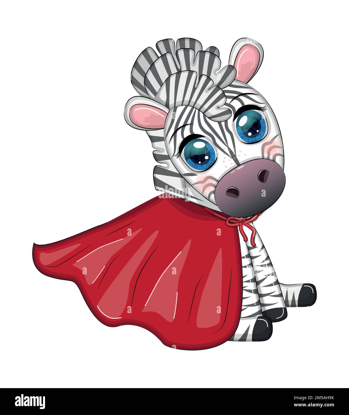 Striped zebra in a red coat. super hero child character Stock Vector ...