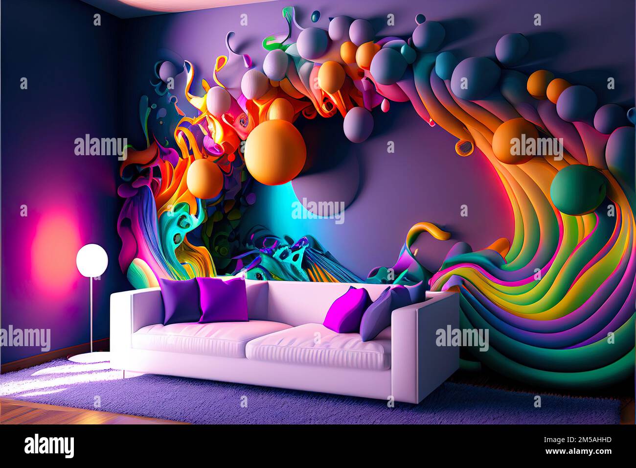 fantastic design creative interior with a portal on the wall leading to ...
