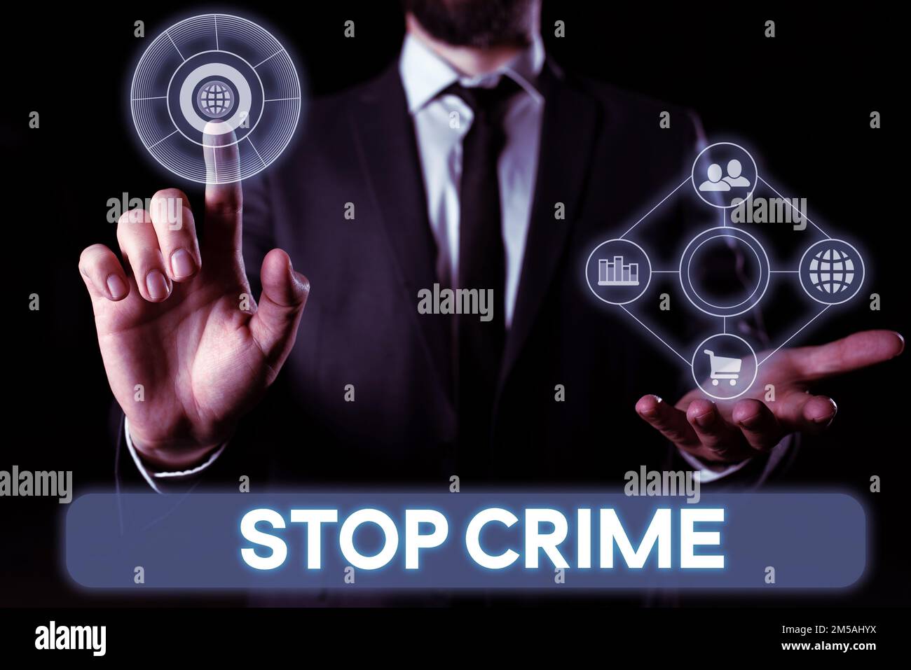 Hand writing sign Stop Crime. Internet Concept the effort or attempt to ...
