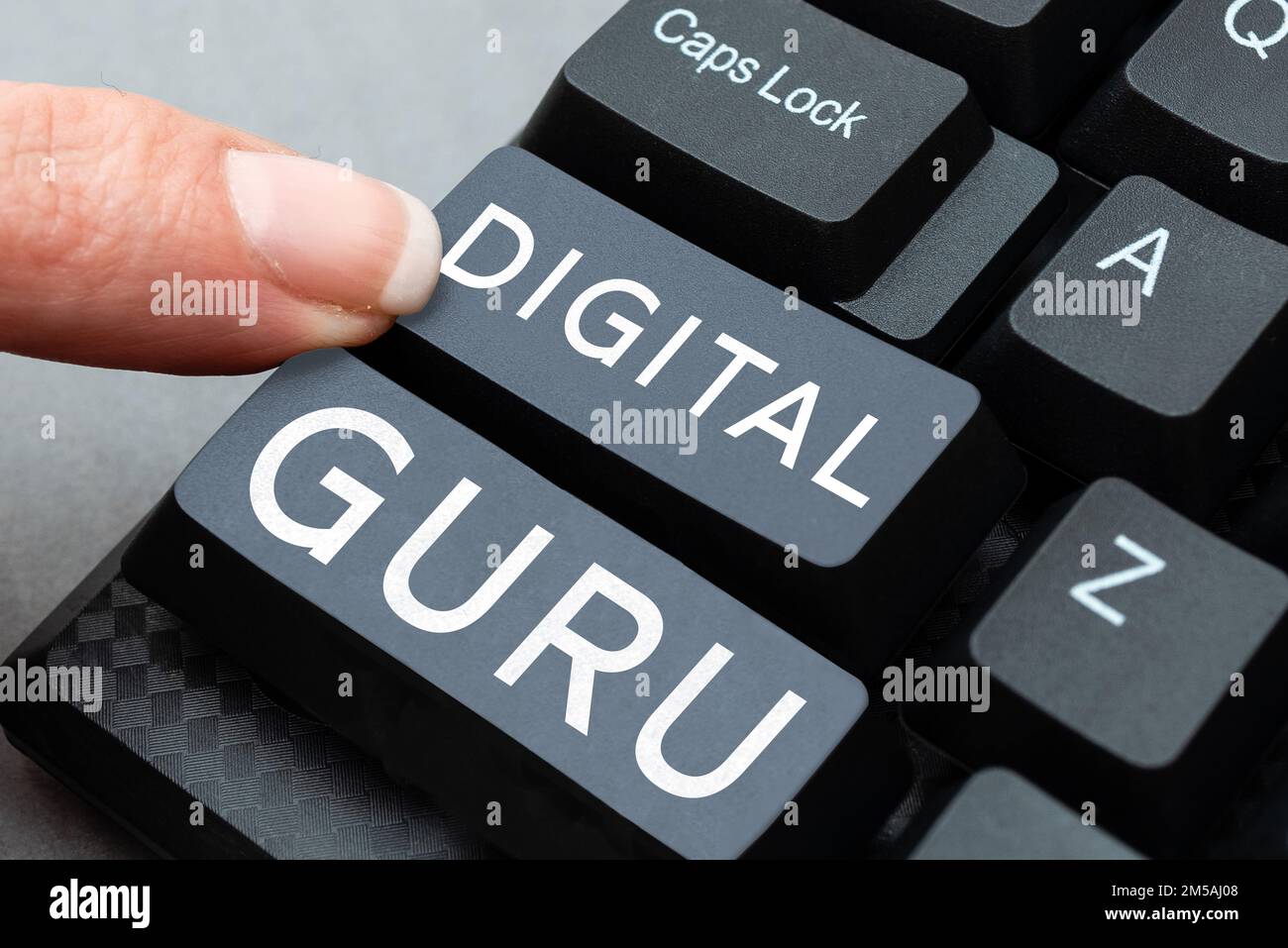 Sign displaying Digital Guru. Business showcase teacher and ...