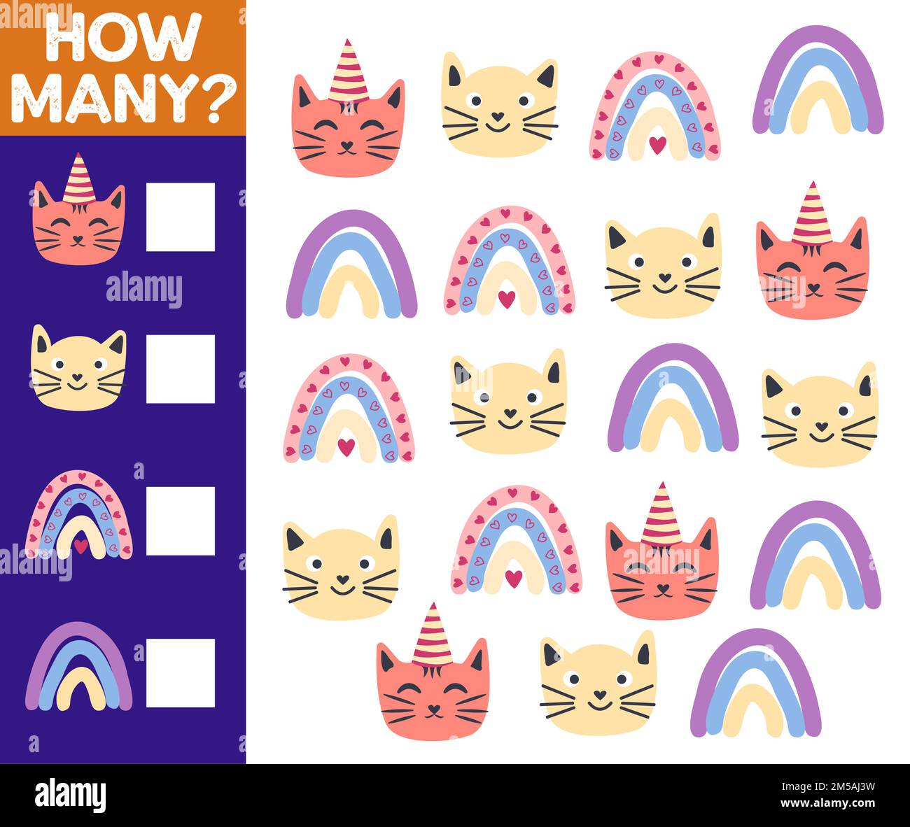 How many Cat, game for children. How many are they game. Count the Cats ...