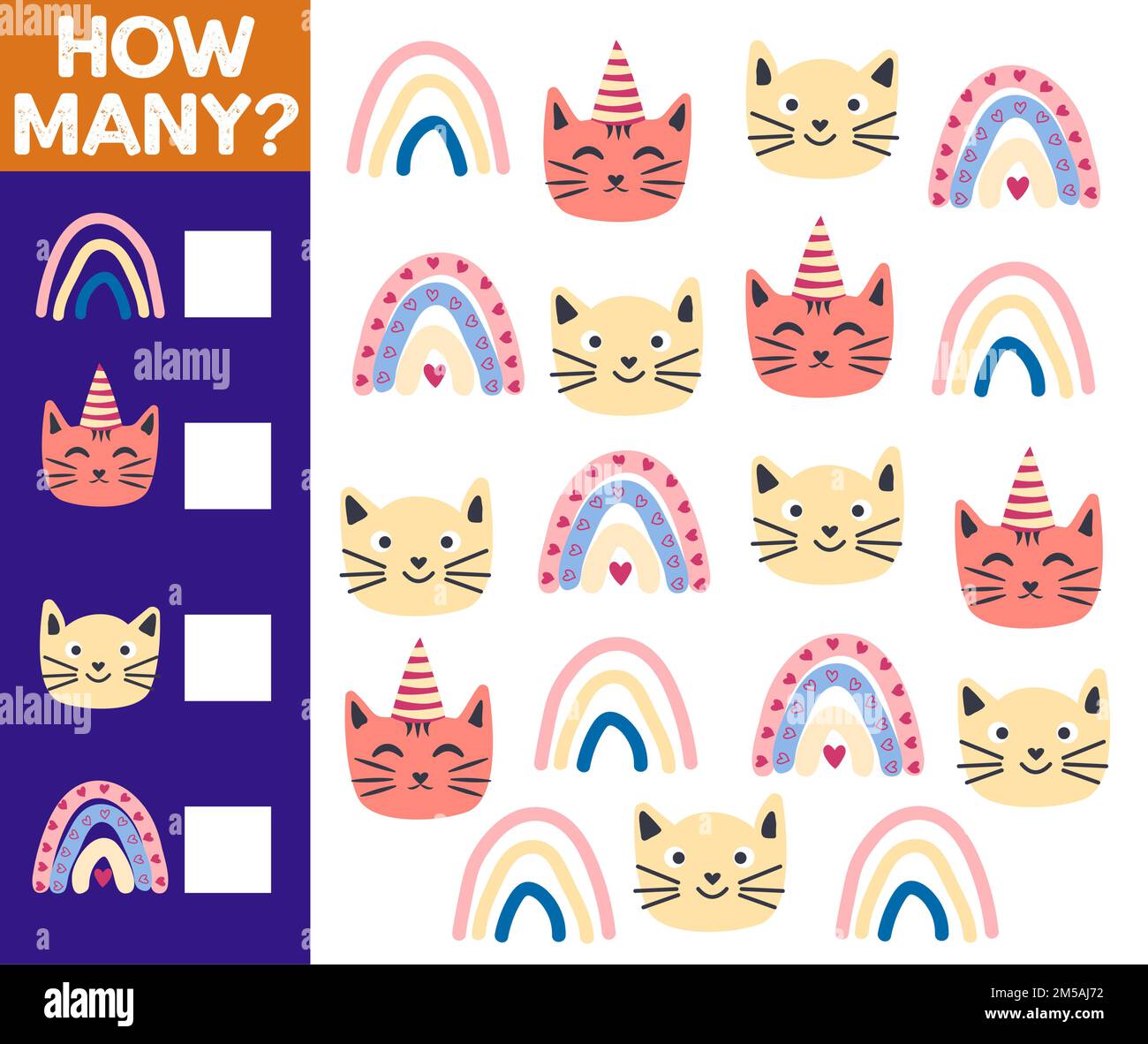 How many Cat, game for children. How many are they game. Count the Cats ...
