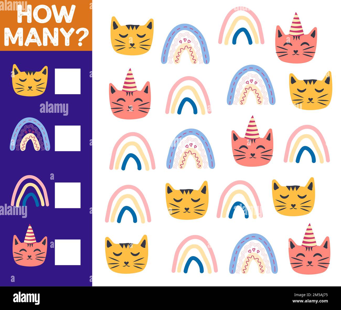 How many Cat, game for children. How many are they game. Count the Cats ...