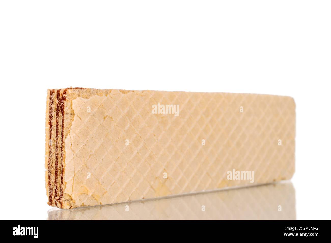 One sweet chocolate wafer, close-up, isolated on white background Stock ...