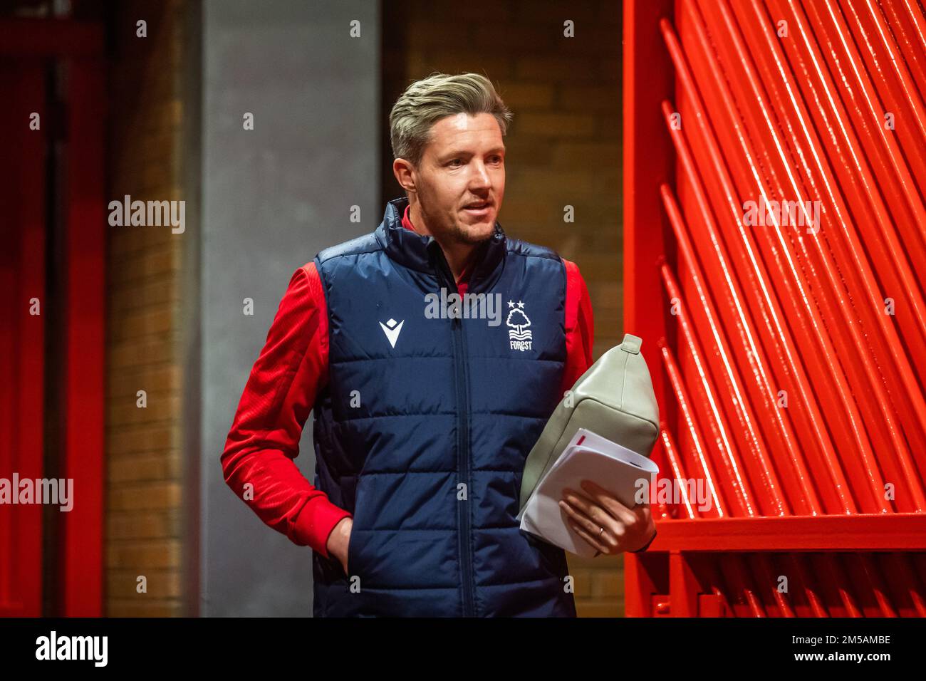 Wayne Hennessey #13 of Nottingham Forest arrives before the Premier ...