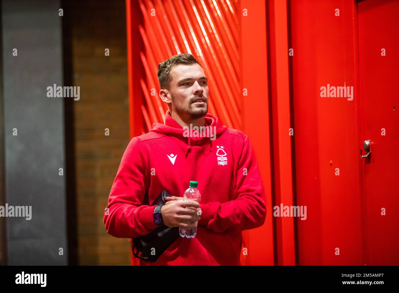 Harry Toffolo #15 of Nottingham Forest arrives before the Premier ...