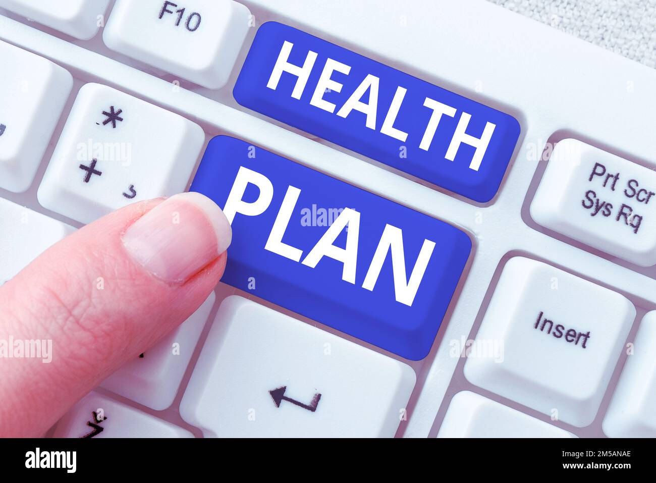 Hand writing sign Health Plan, Business concept Any strategy that ...