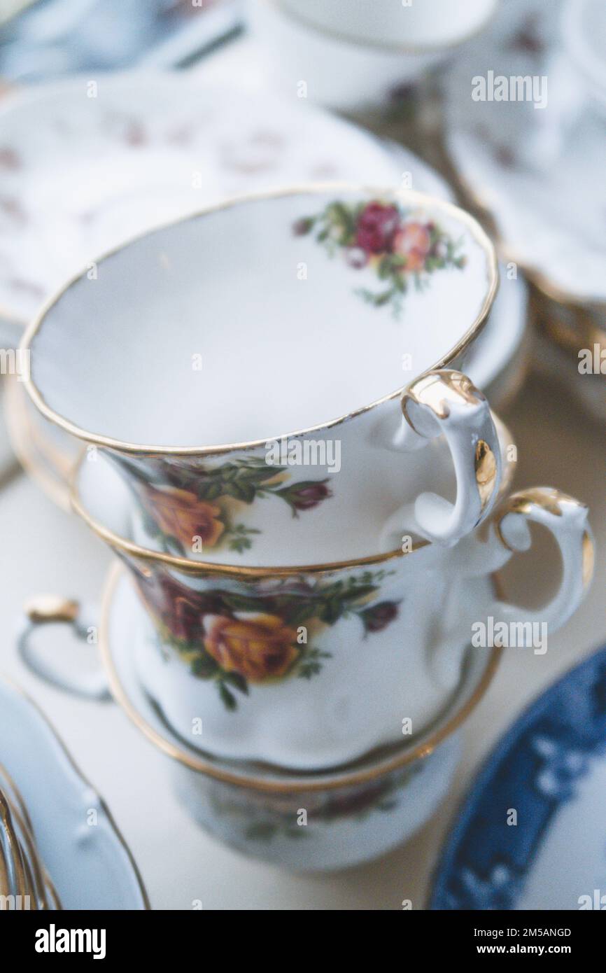The Vintage English bone china crockery Stock Photo - Alamy
