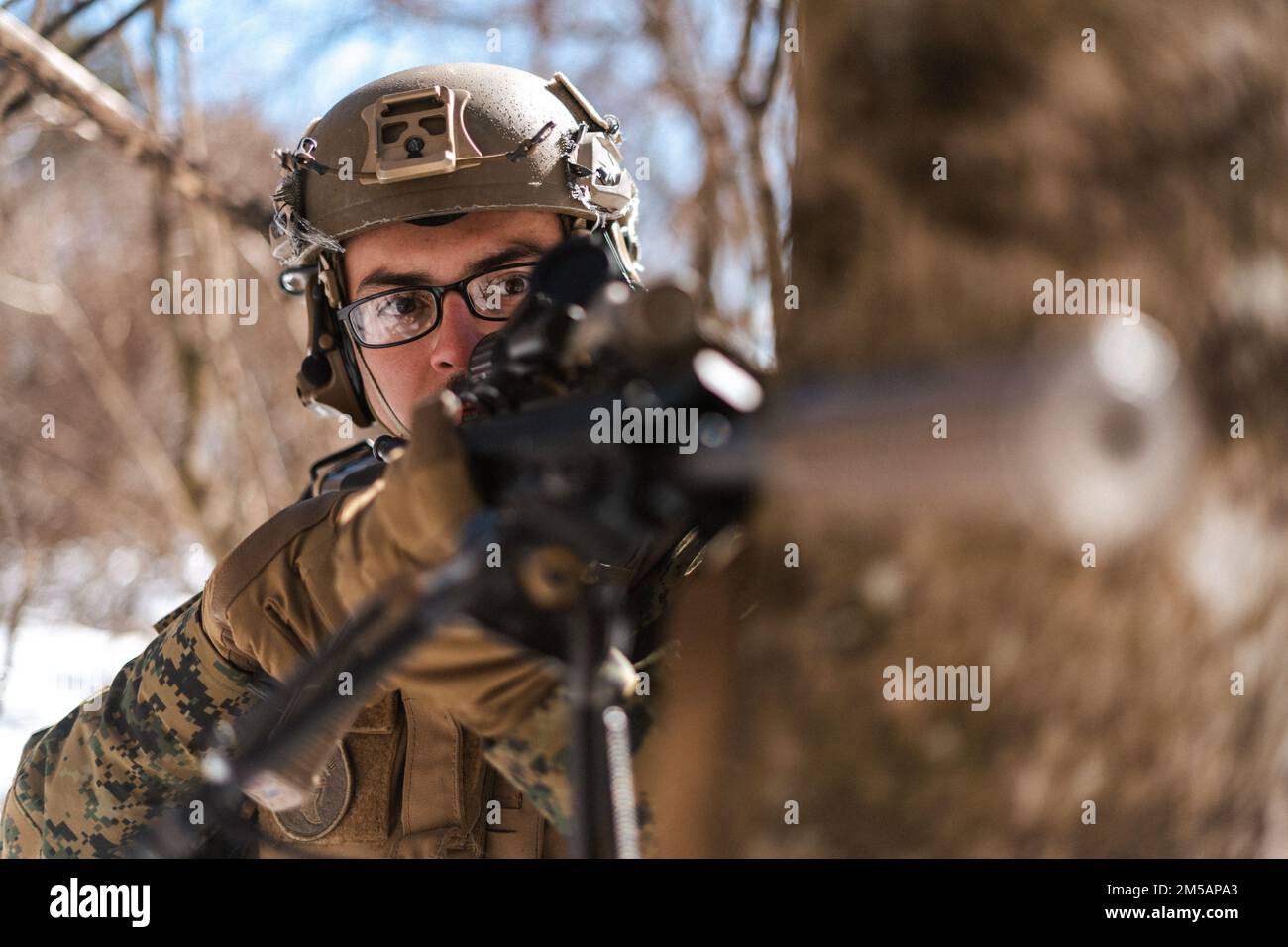 U.S. Marine Corps Lance Cpl. Dean Vivas, a rifleman with 1st Battalion ...