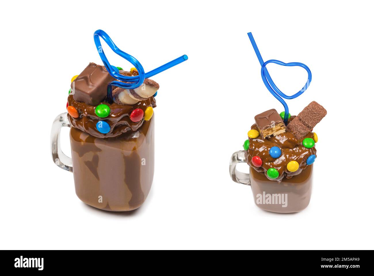 Chocolate milkshake with whipped cream, cookies, waffles, served in ...