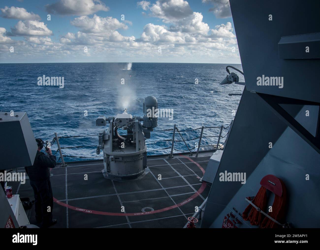 The guided missile destroyer USS Delbert D. Black (DDG 119) fires a MK ...
