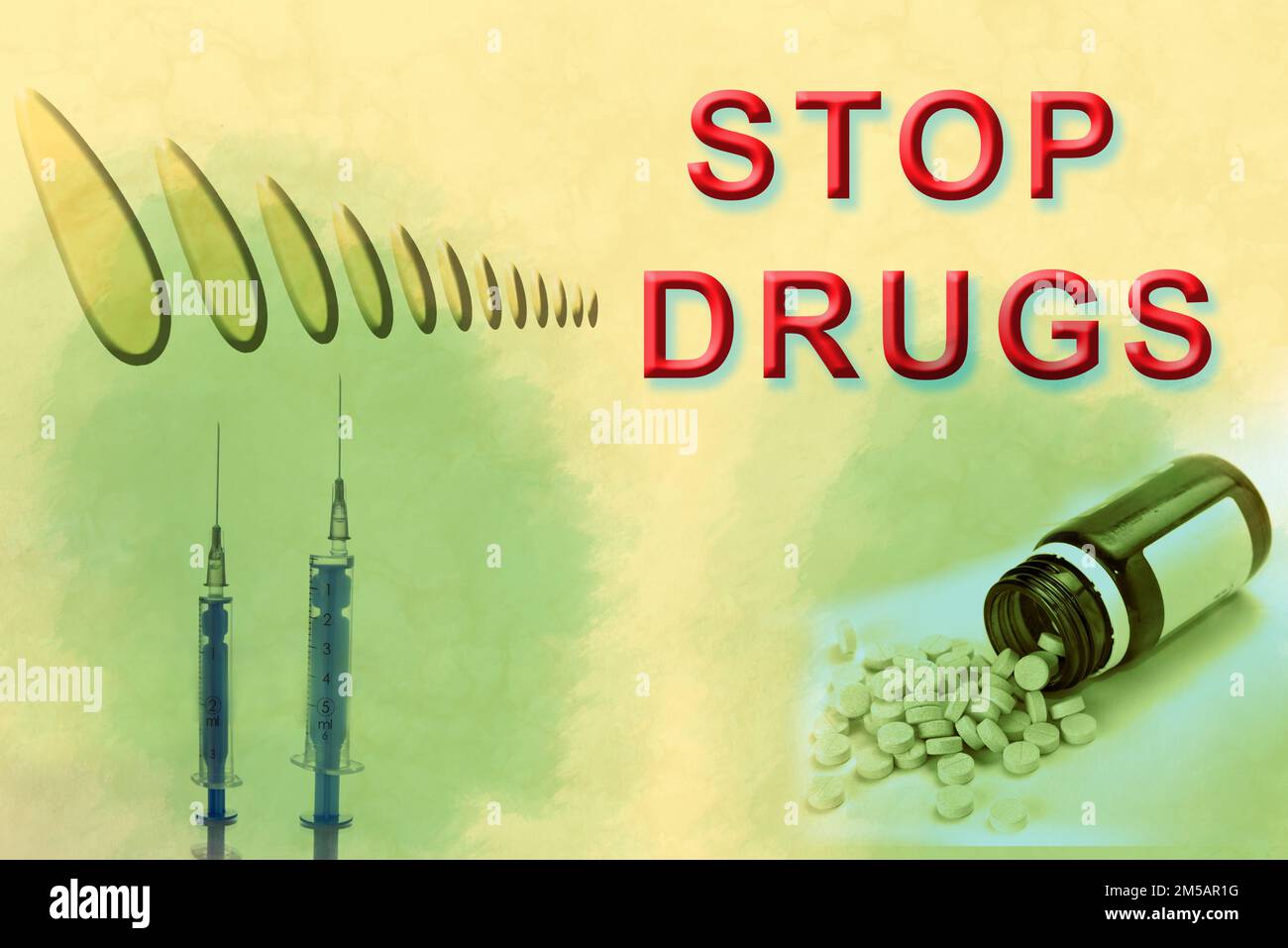 Stop drugs art collage. Educational and motivational sign Stock Photo ...