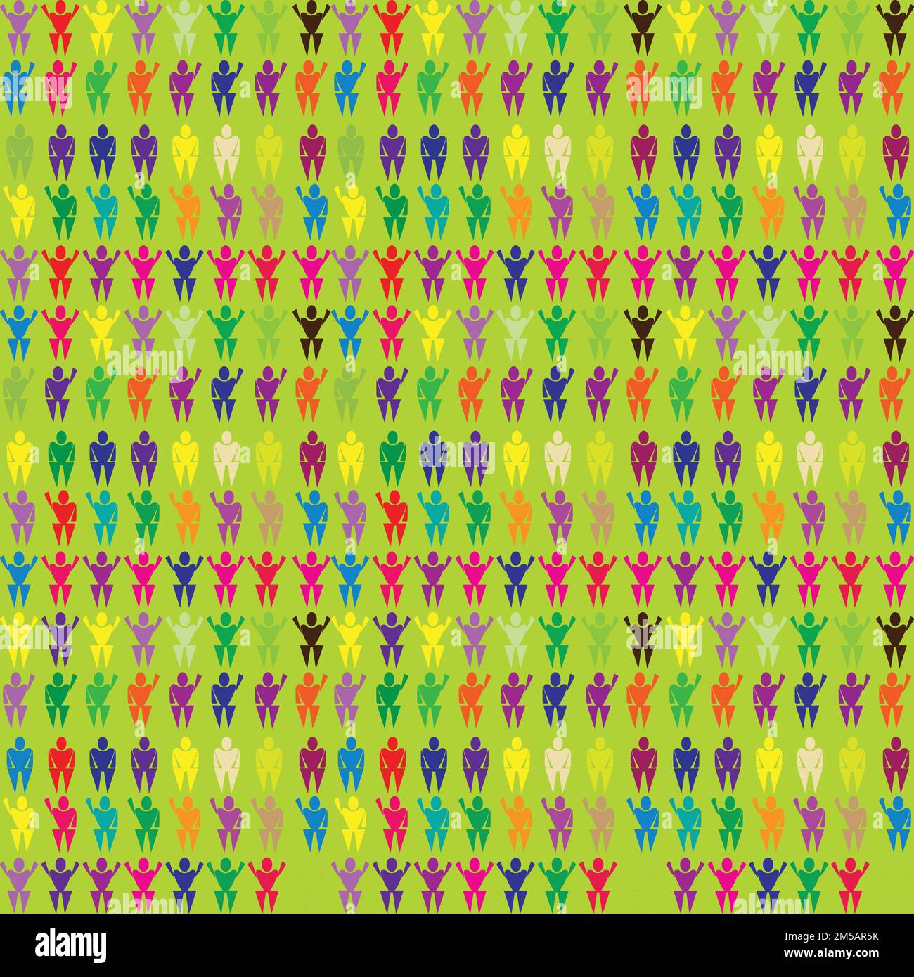 colorful people icon pattern; many colored people icons with green ...