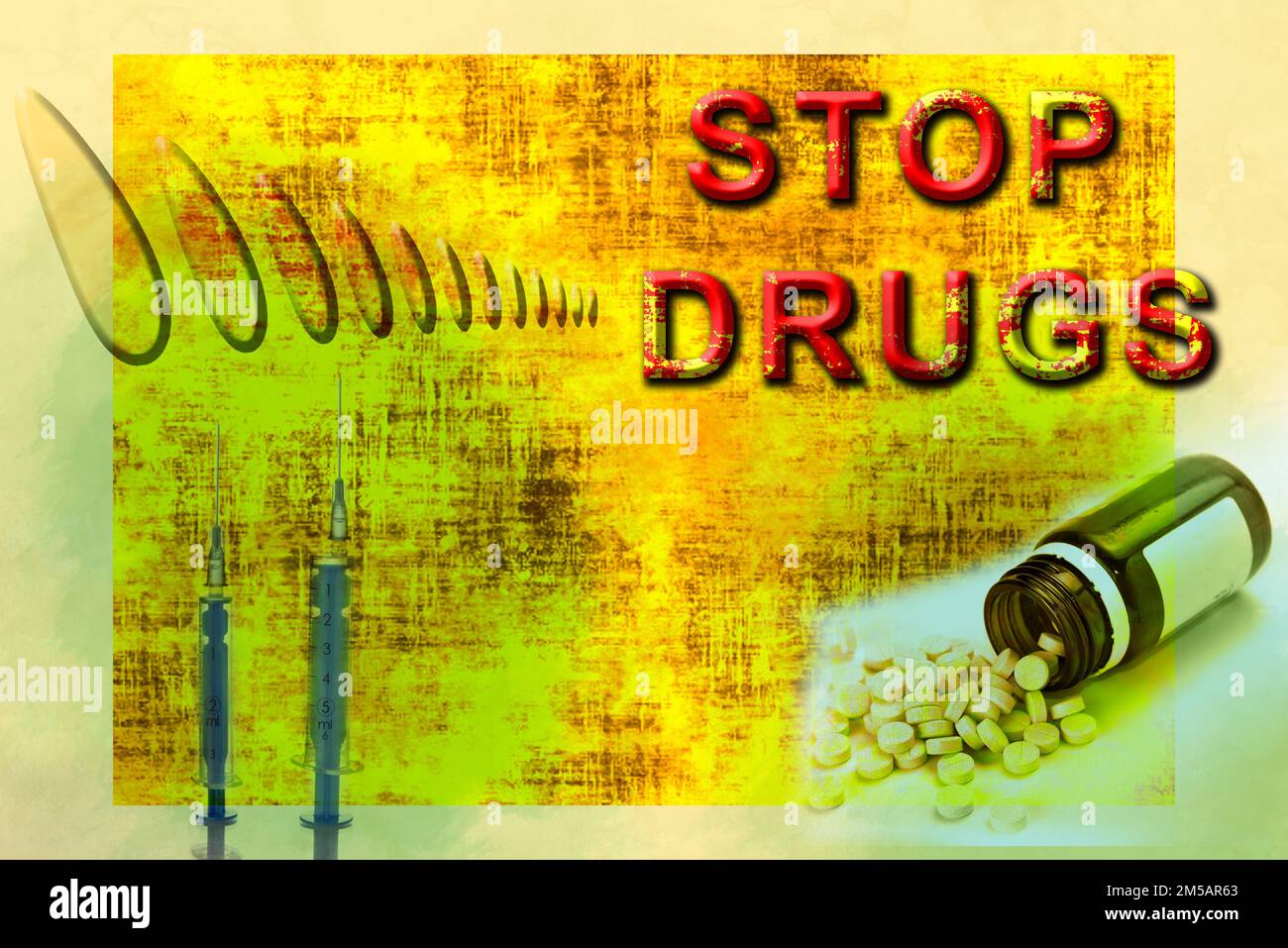 Stop drugs art collage. Educational and motivational sign Stock Photo ...