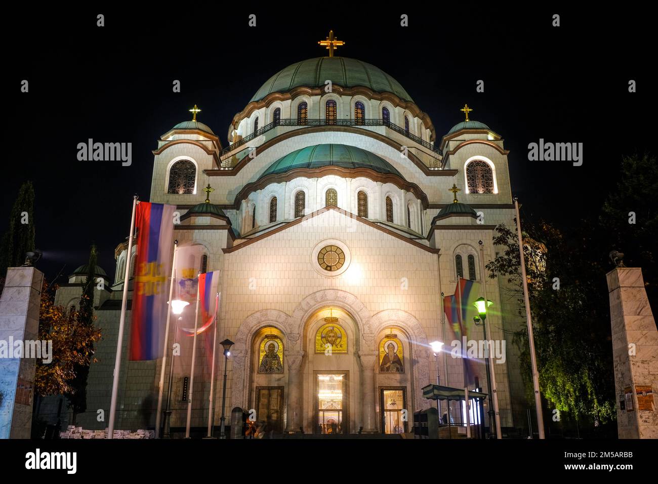 Night view of Saint Sava Cathedral in Belgrade, Serbia. Saint Sava ...