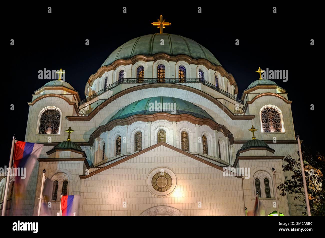 Night view of Saint Sava Cathedral in Belgrade, Serbia. Saint Sava ...