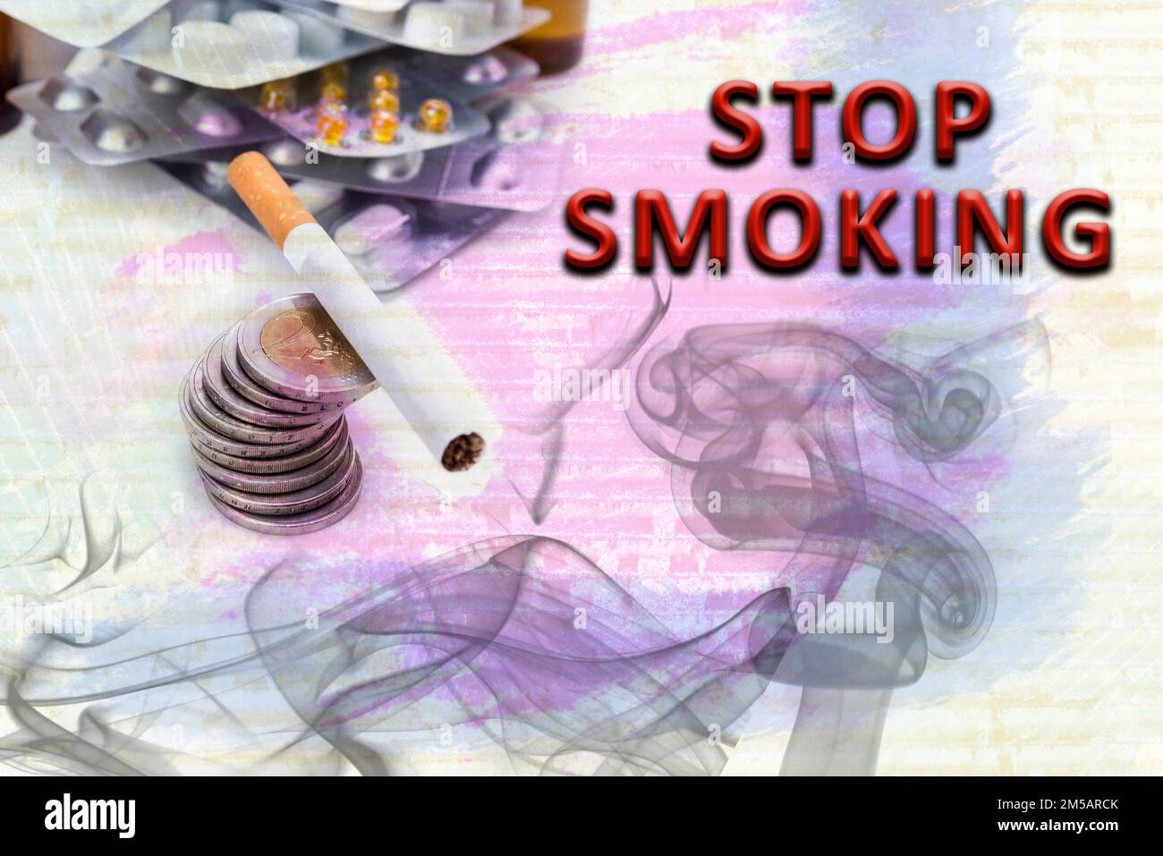 Stop smoking art collage. Educational and motivational sign Stock Photo ...