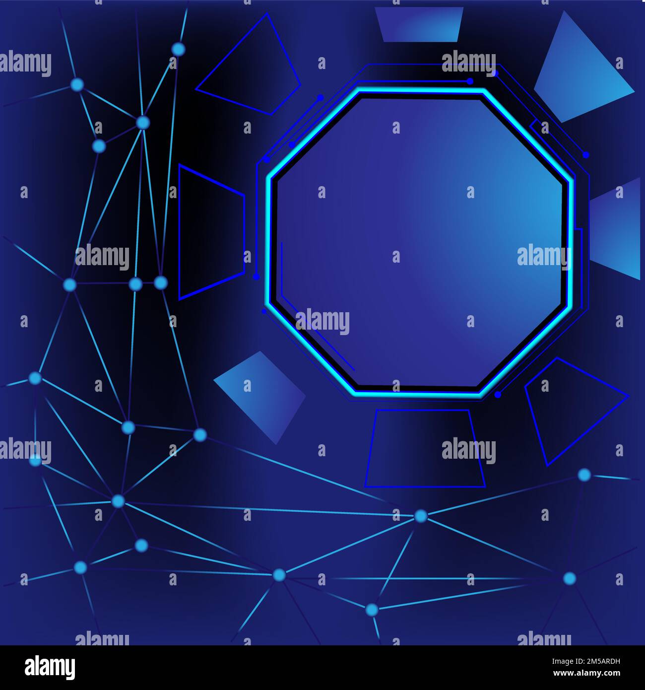Futuristic design with octagonal space for text; Blue background with ...