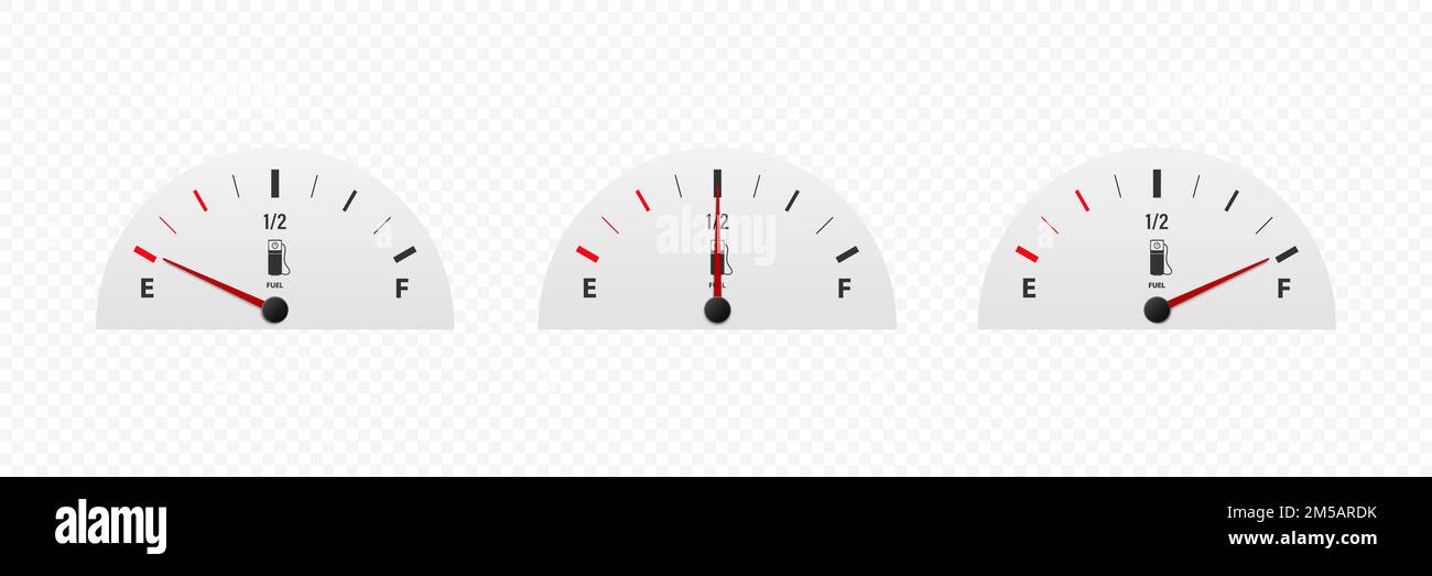 Vector 3d Realistic White Gas Fuel Tank Gauge, Oil Level Bar Set ...