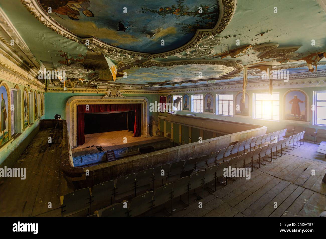 Old abandoned ruined stage theater with paingings Stock Photo - Alamy