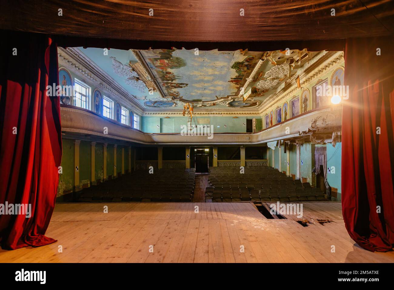 Old abandoned ruined stage theater with paintings Stock Photo - Alamy