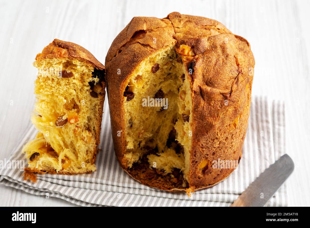 Homemade Italian Panettone with Raisins and Large Pieces of Candied ...