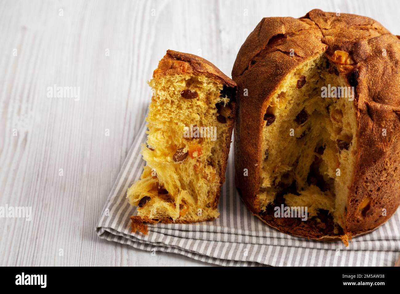 Homemade Italian Panettone with Raisins and Large Pieces of Candied ...