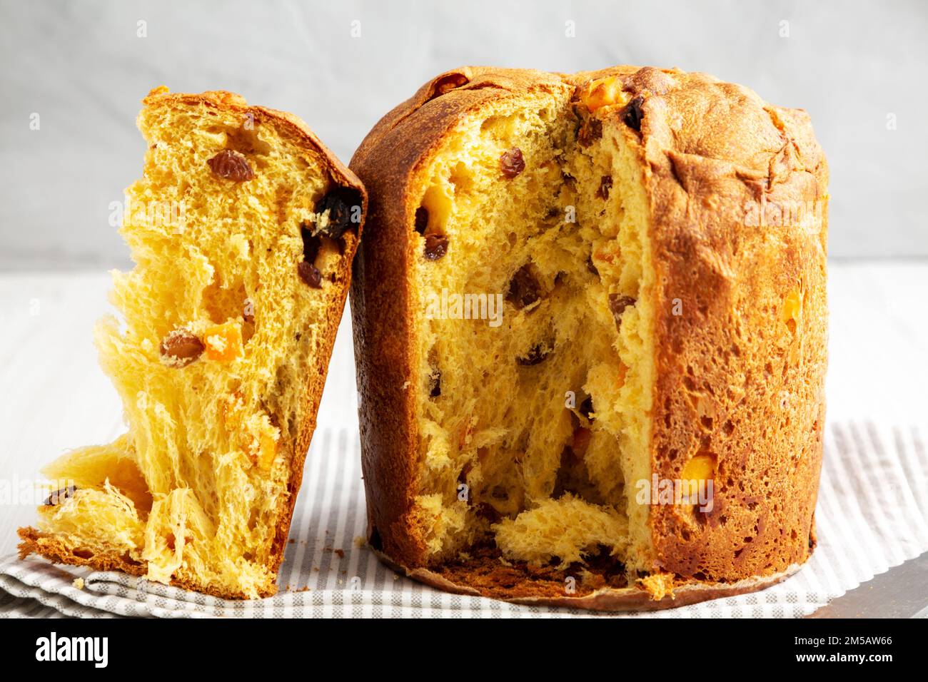 Homemade Italian Panettone with Raisins and Large Pieces of Candied ...