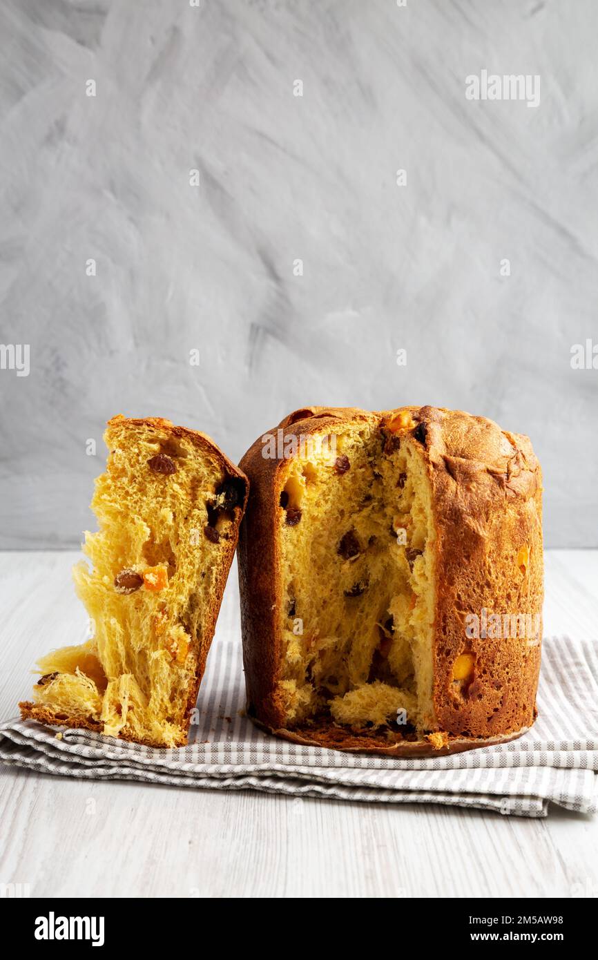 Homemade Italian Panettone with Raisins and Large Pieces of Candied ...