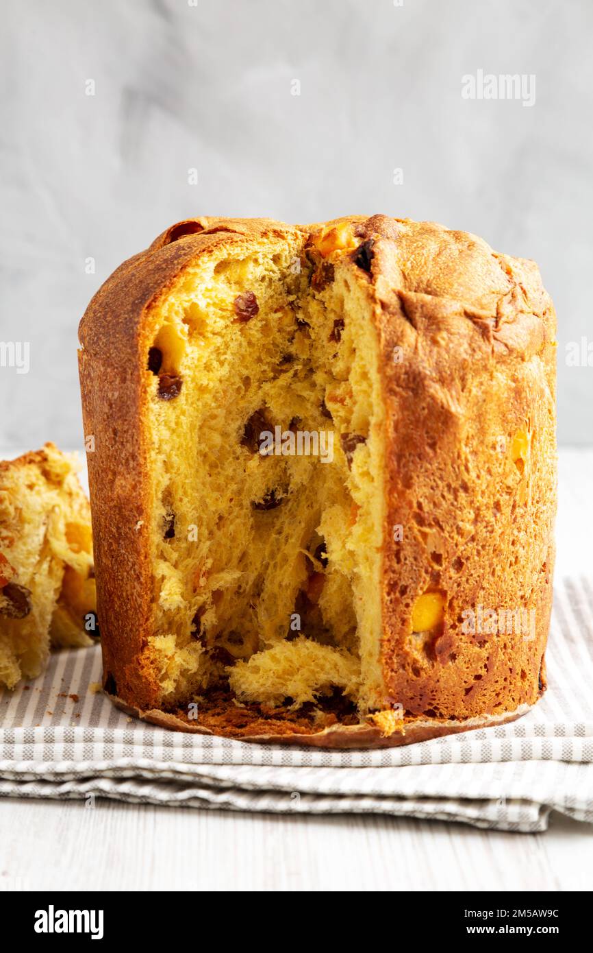 Homemade Italian Panettone with Raisins and Large Pieces of Candied ...