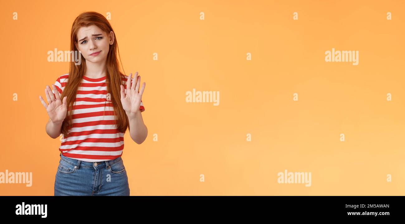 No thanks Im good. Unimpressed redhead female refuse taking party event ...