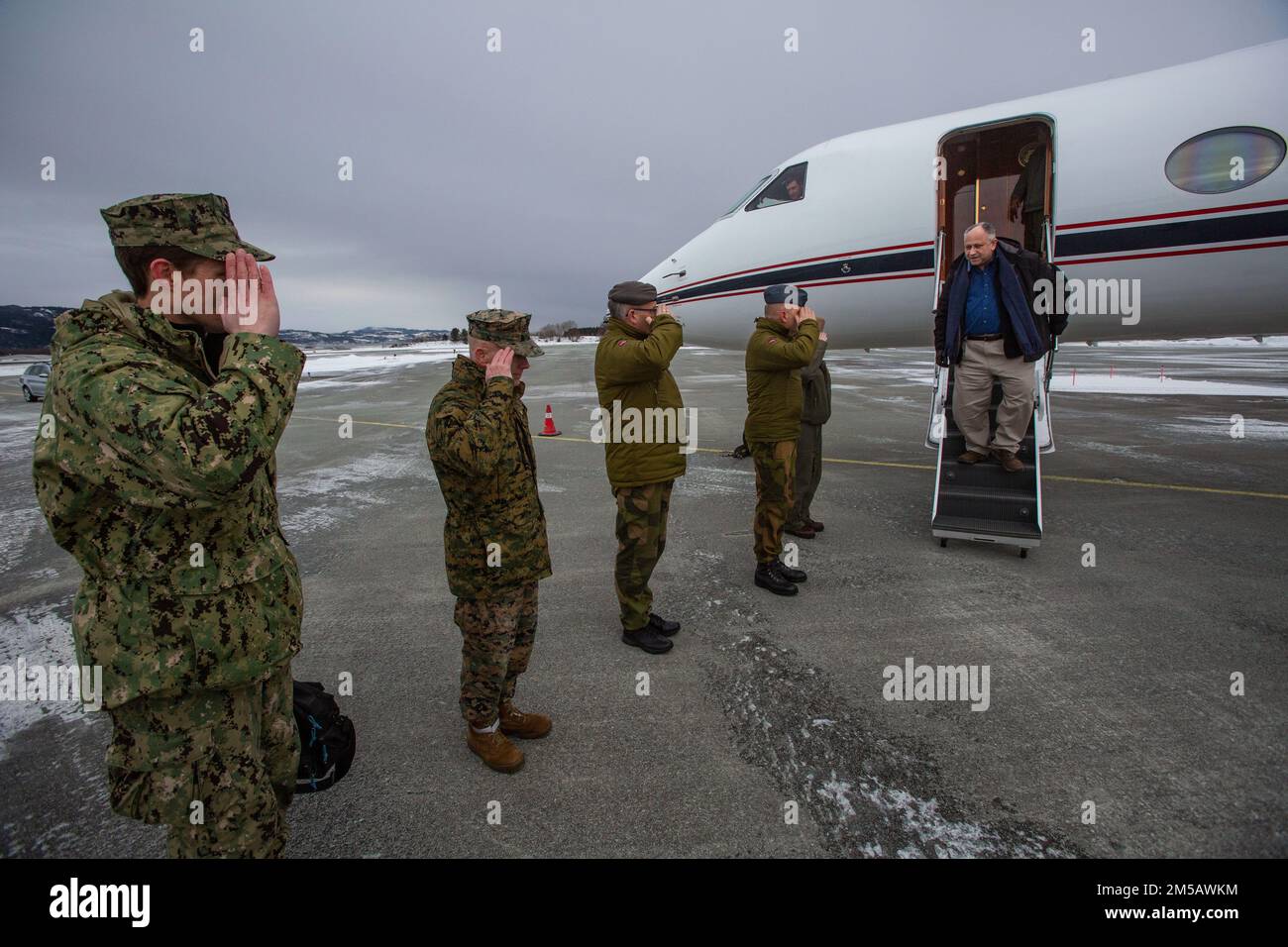 Secretary of the Navy Carlos Del Toro is saluted by U.S. military and ...
