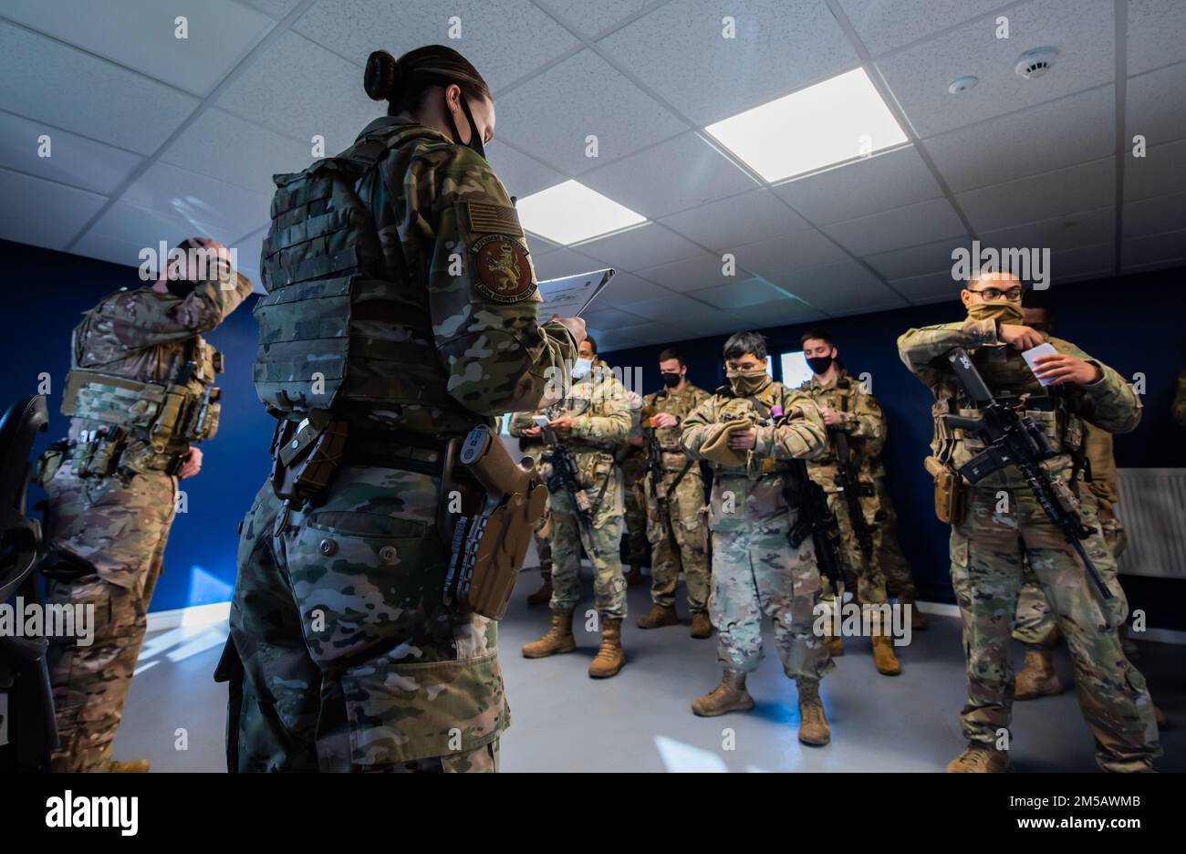 U.S. Air Force Tech. Sgt. Rachel Newell, 100th Security Forces Squadron flight sergeant, takes ...