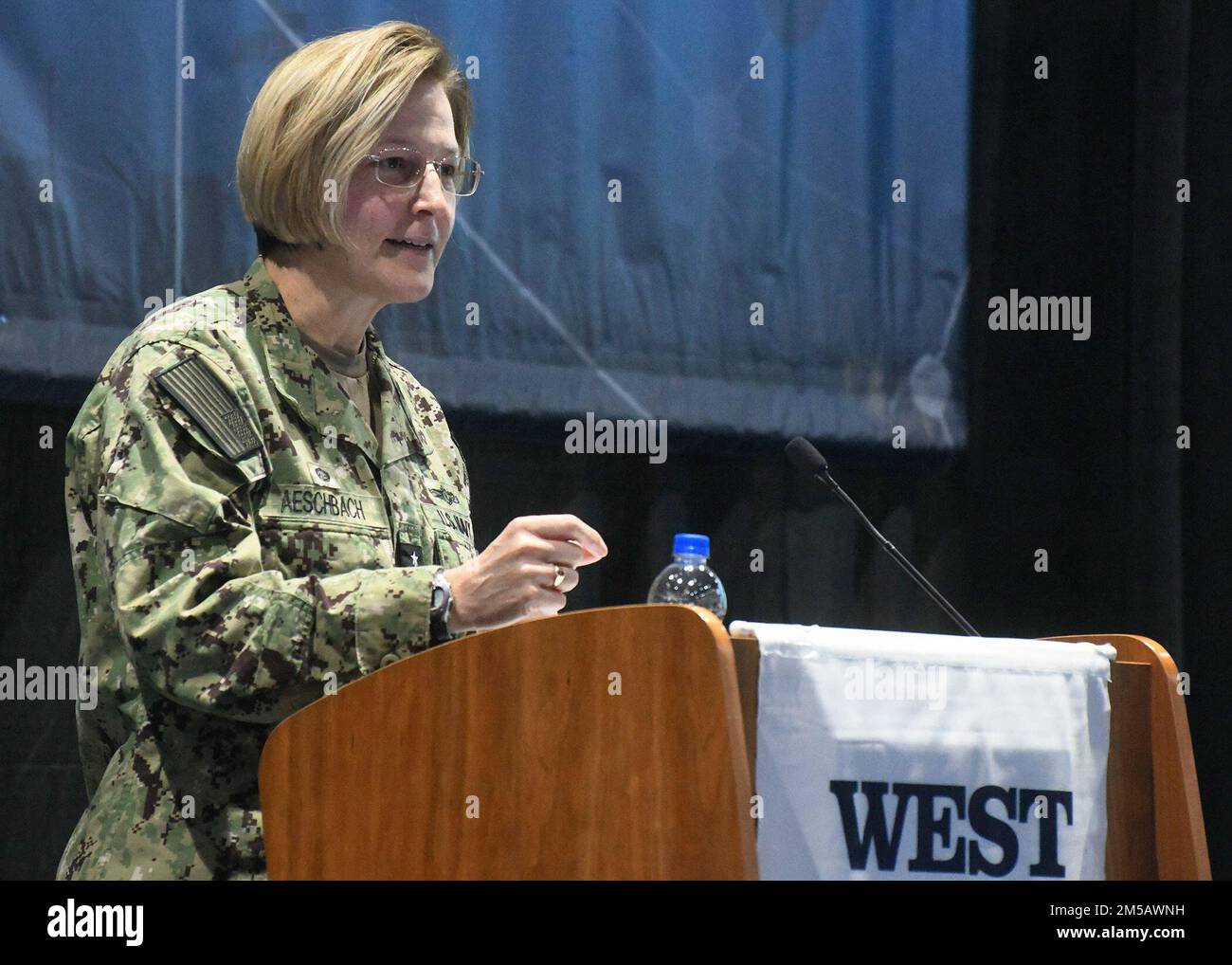 Vice Adm. Kelly Aeschbach, commander Naval Information Forces opens the ...