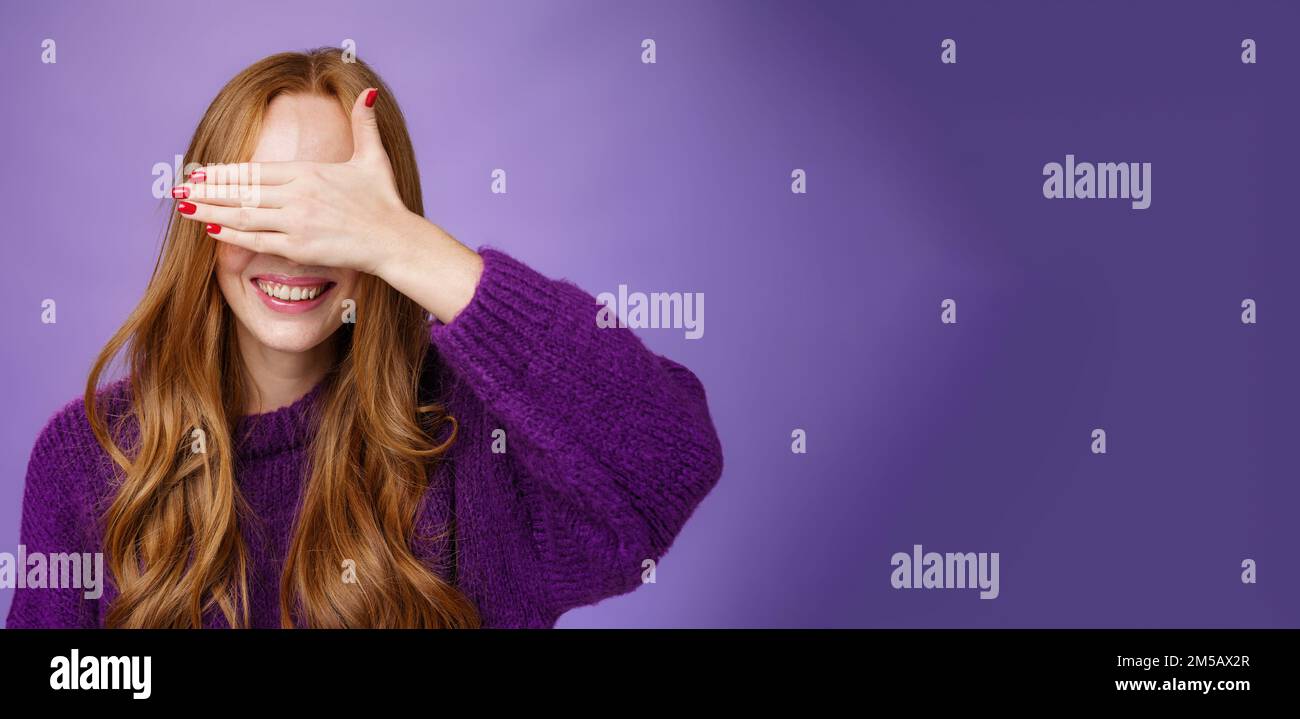 Happiness, emotions and anticipation concept. Charming dreamy ginger ...