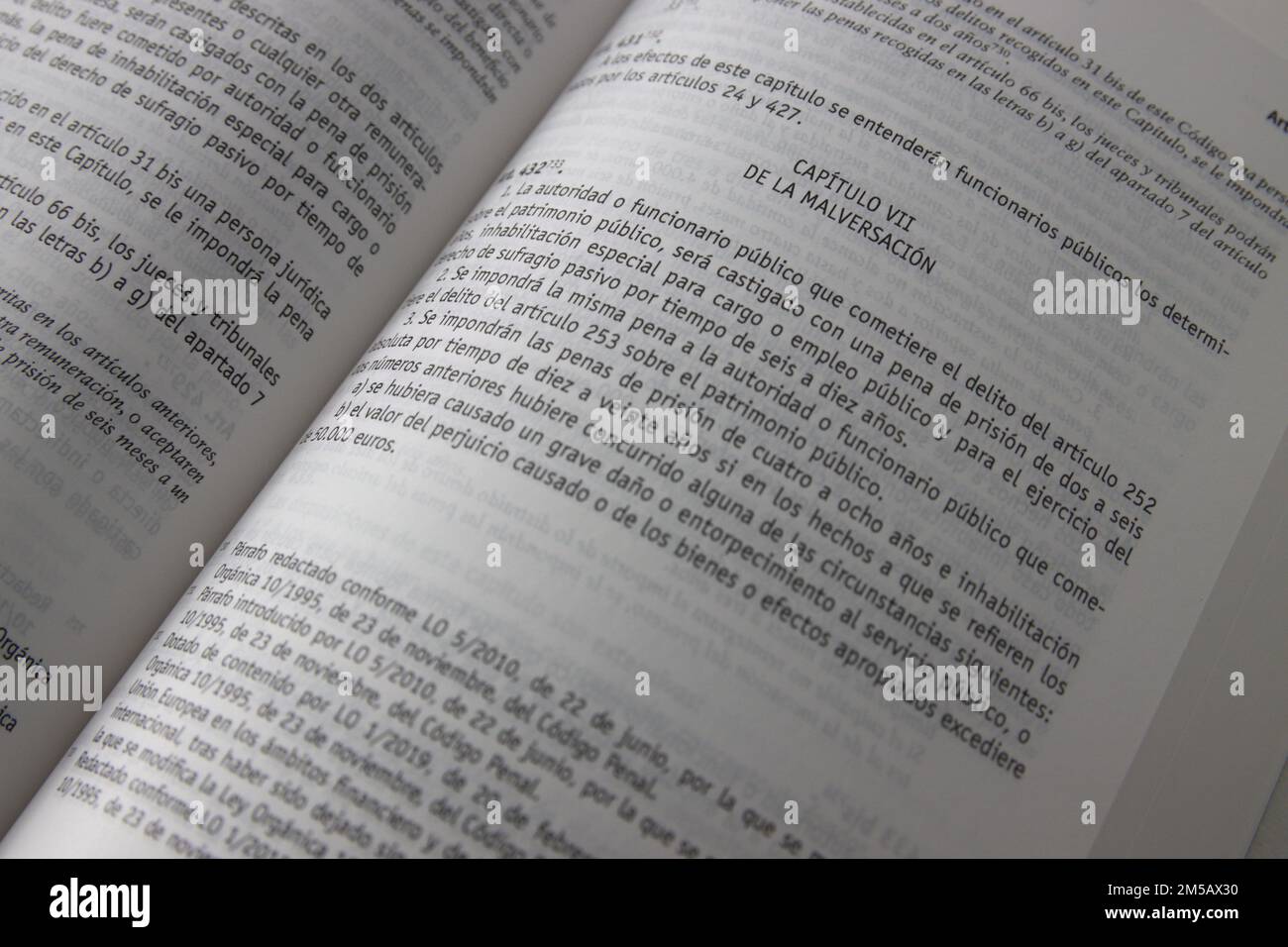 Close-up of the text of the Spanish Penal Code in which the crime of ...