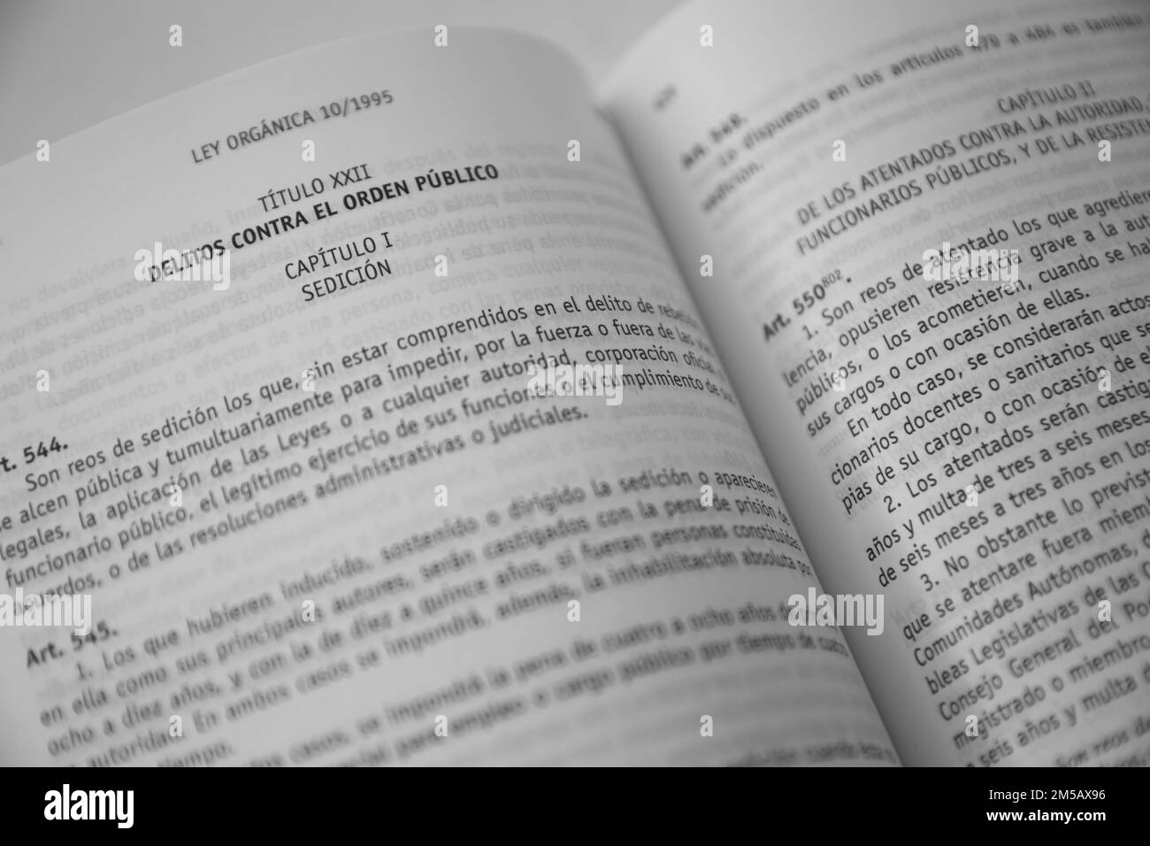 Flat lay of the page of the Spanish Penal Code in which the crime of ...